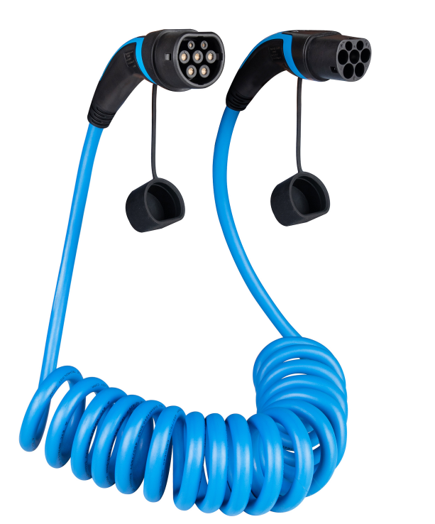 16A 480V 3 Phase 11kW Coiled EV Charging Cable type 2 to type 2 IEC 62196