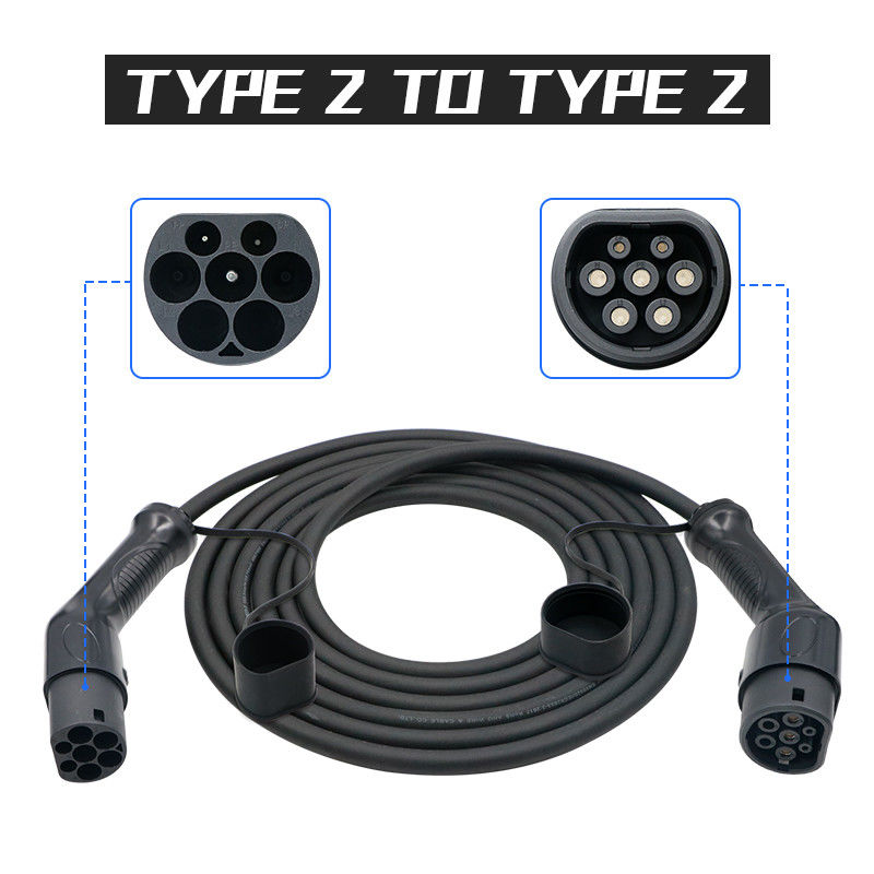 16A 1 Phase Type 2 To Type 2 EV Charging Cable with 5m TUV black cable