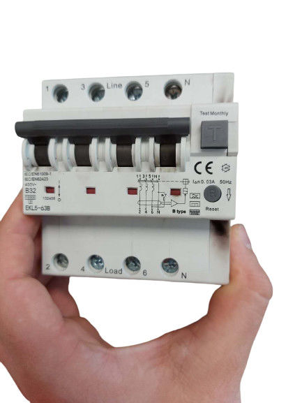 0.03mA RCD RCCB RCBO Circuit Breaker Type B 4 Pole For Protection