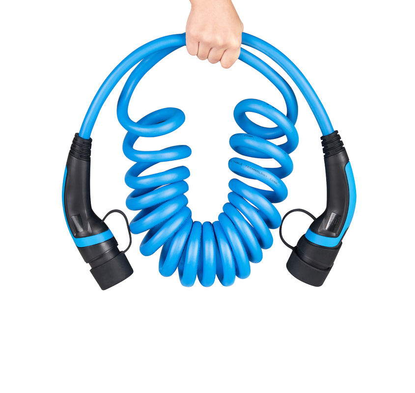 16A 480V 3 Phase 11kW Coiled EV Charging Cable type 2 to type 2 IEC 62196