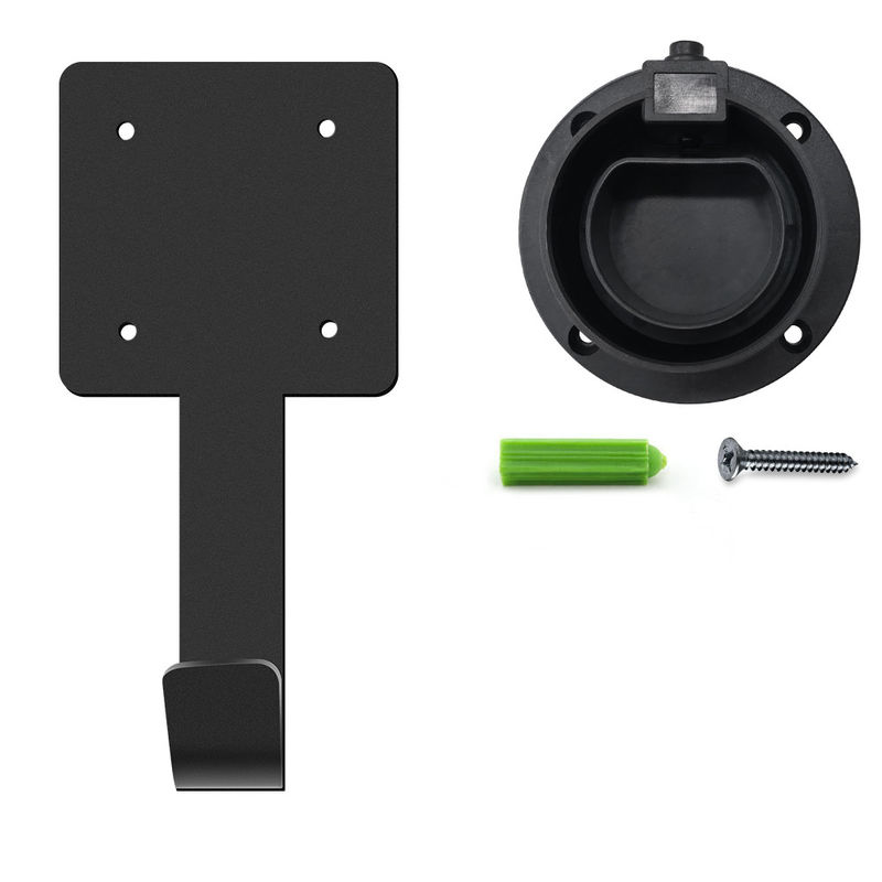 IEC62196 Type 2 EV Plug Holder Black Steel With Cable Management