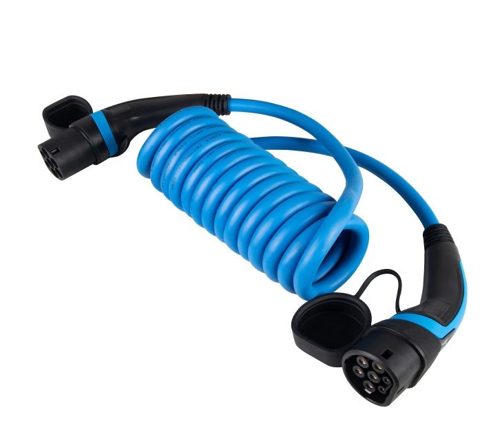 1 phase Electric Car Cable 16A Spiral Type 2 to Type 2 EV Charging Cable